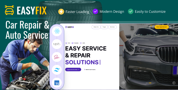 EasyFix - Car Repair & Auto Service React NEXT JS Template by UIAXIS